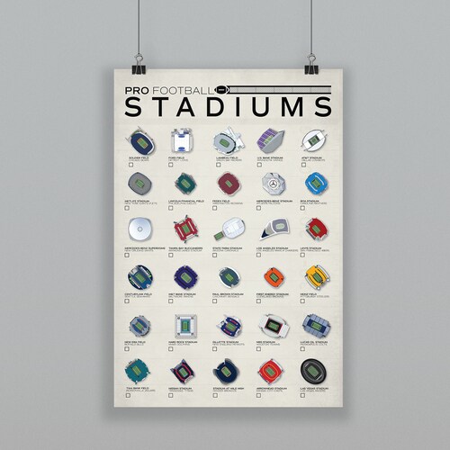 Football Stadium Checklist Poster NFL Pro Football - Etsy