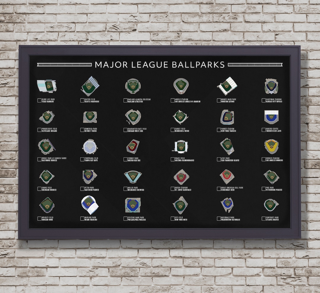 MLB Ballpark Checklist Poster - Major League - Baseball - Stadiums - Etsy