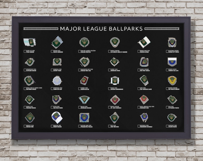 PRINTABLE MLB Ballparks Map and Checklist-baseball Stadiums Map-major ...