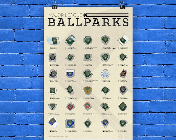 PRINTABLE MLB Ballparks Map and Checklist-baseball Stadiums Map-major ...