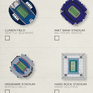 Football Stadium Checklist Poster - NFL - Pro Football - Etsy