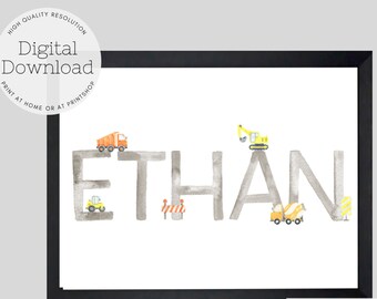 Construction Themed Name - Etsy