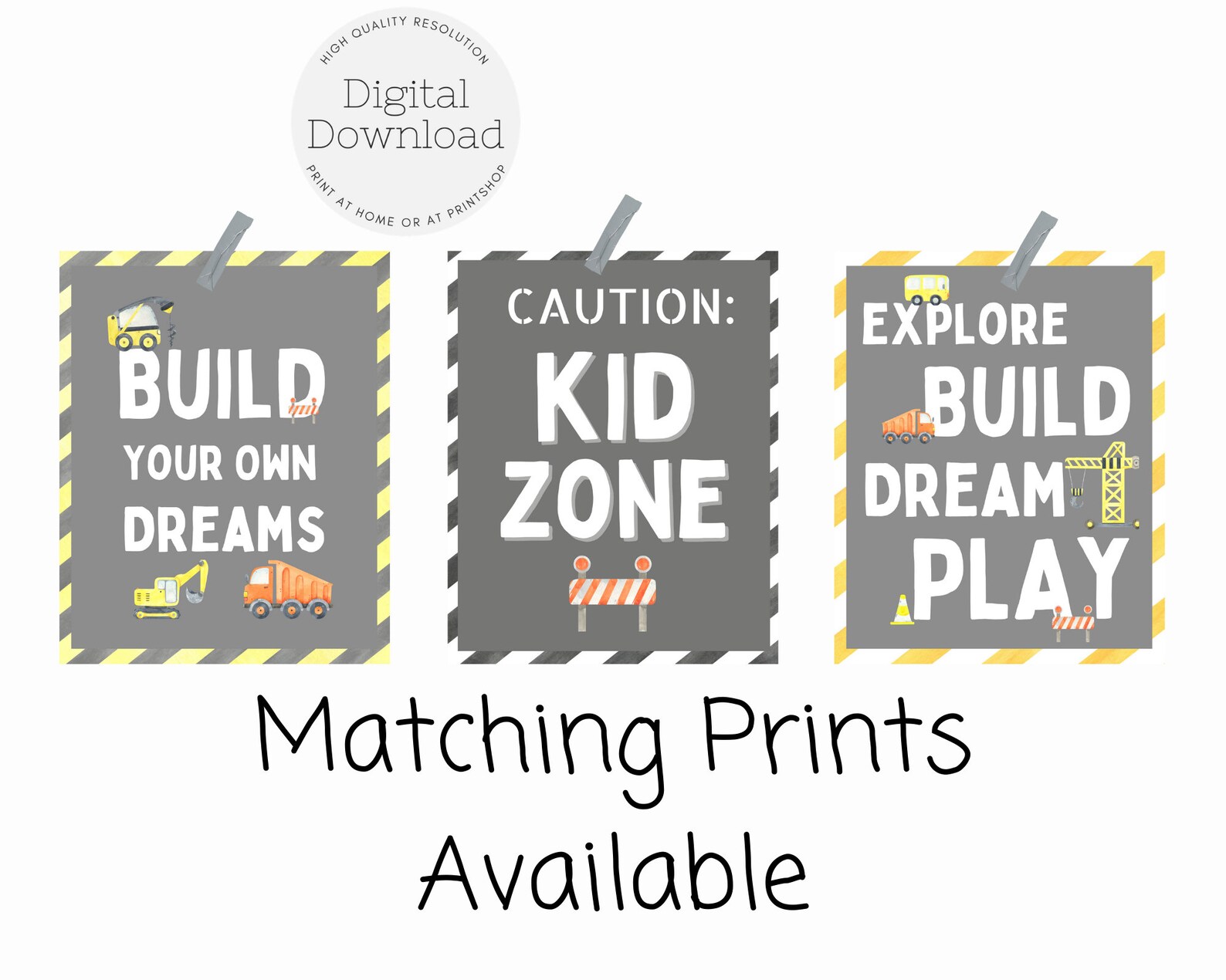 Numbers Construction Themed Watercolor Trucks PRINTABLE | Etsy