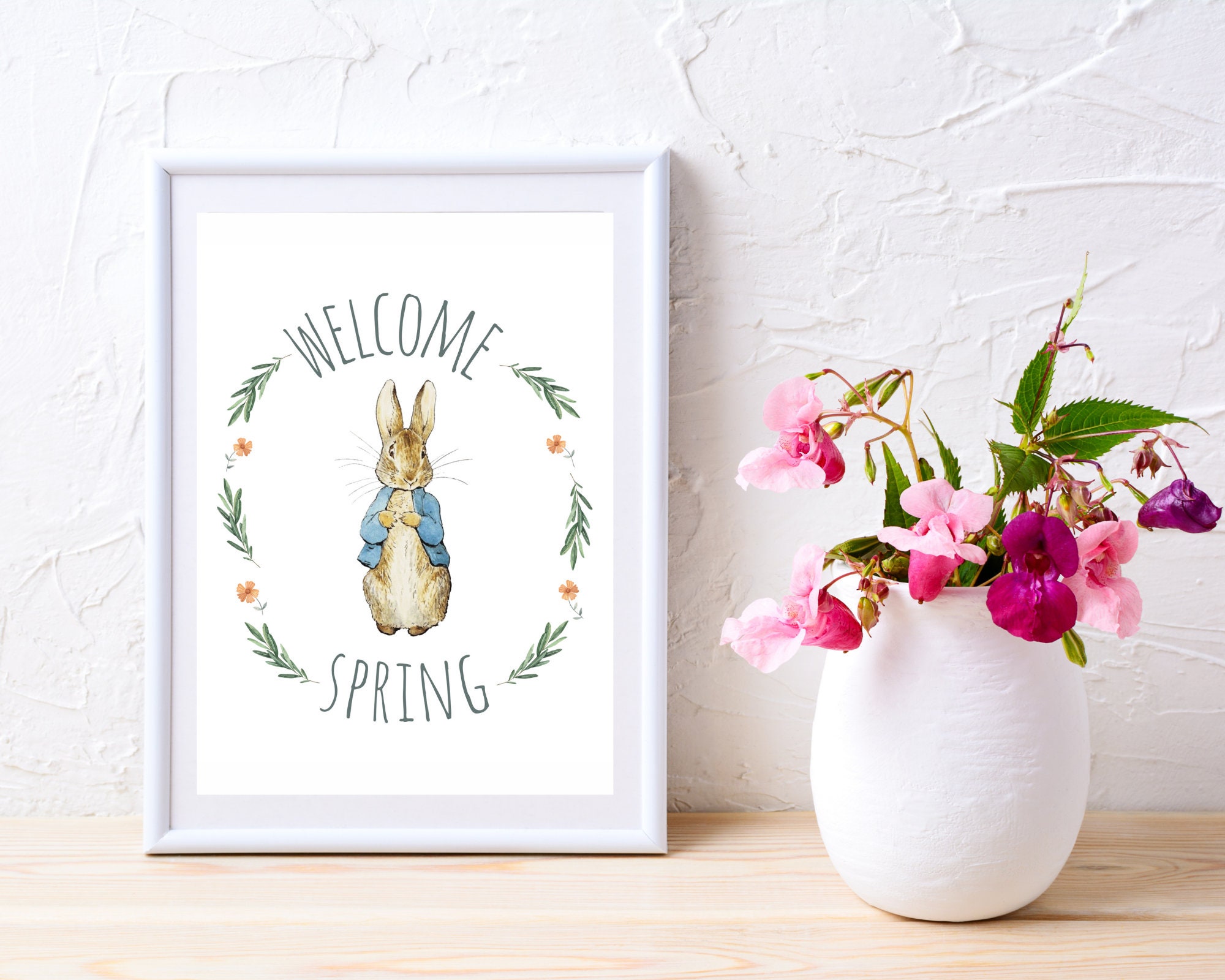 Welcome Spring Peter Rabbit Print Easter Bunny Print Peter | Etsy