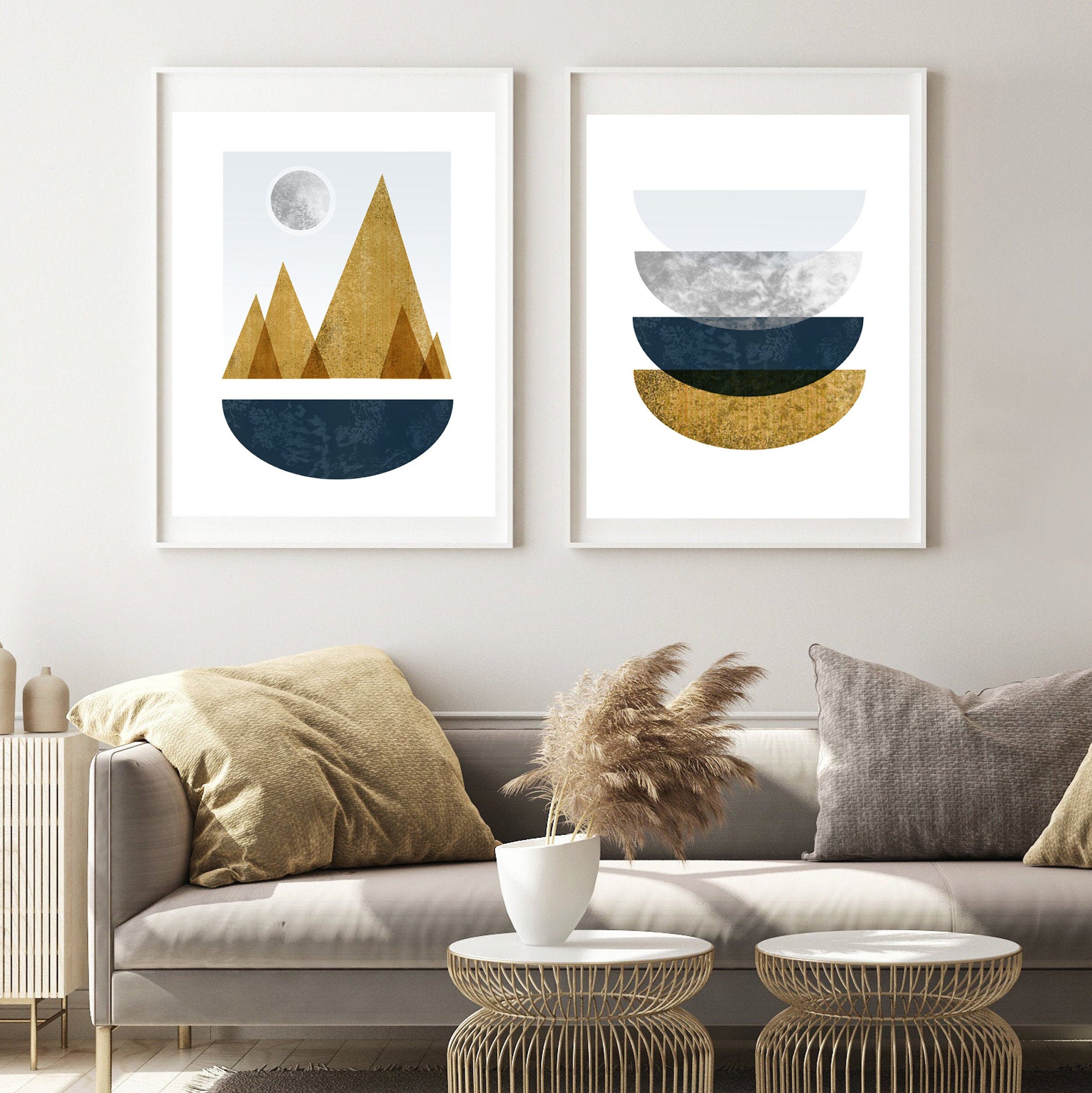 Set of 2 Prints Modern Landscapes Prints MCM Printable - Etsy