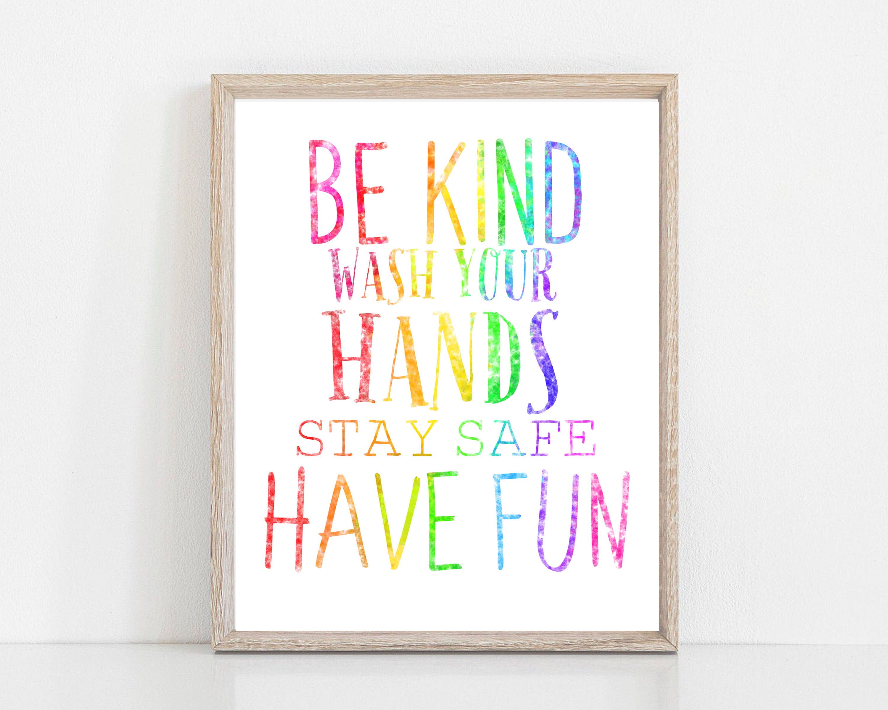 Be Kind Wash Hands Stay Safe Have Fun Print colores del arco - Etsy España
