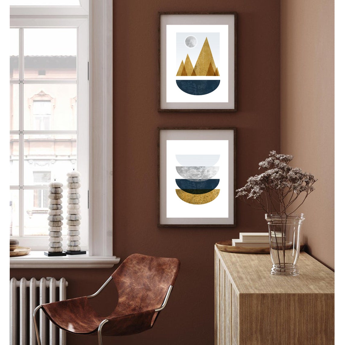 Set of 2 Prints Modern Landscapes Prints MCM Printable - Etsy