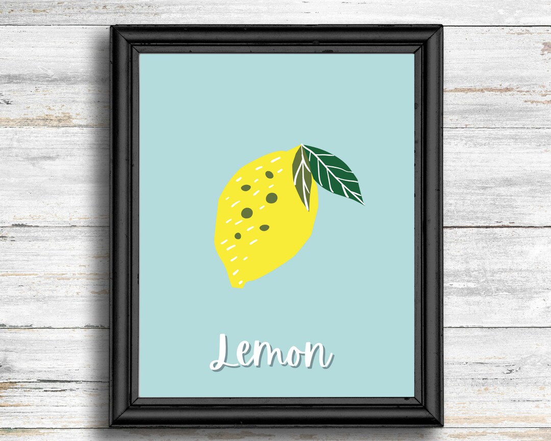 Lemon Print Bright Pop Art Grapes Orange Pear - Etsy
