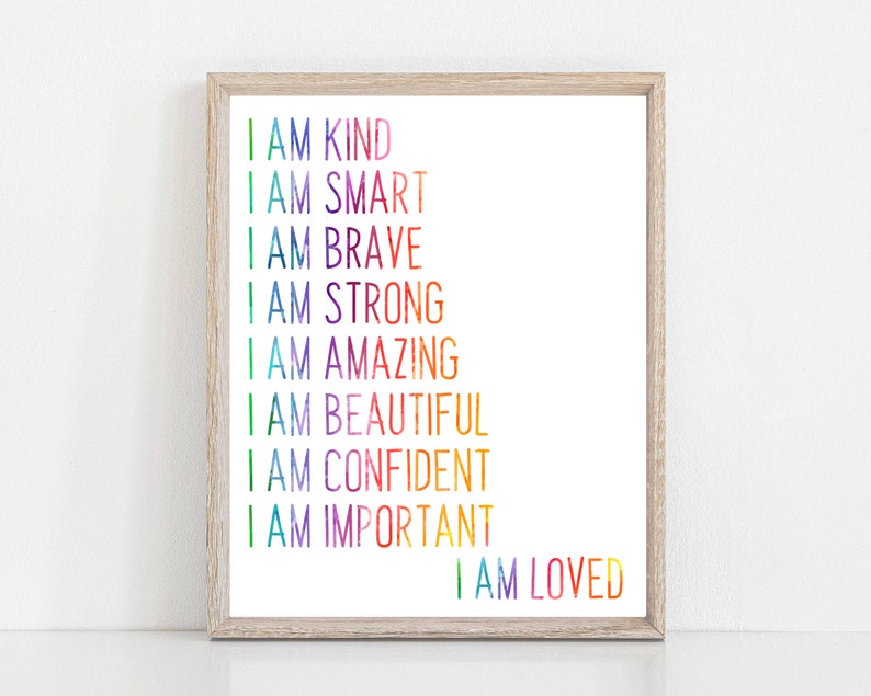 I Am Kind Smart Brave Strong Amazing Print Rainbow - Etsy