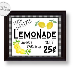Lemon Print Fresh Squeezed Lemonade Print Printable Lemonade Stand Sign ...