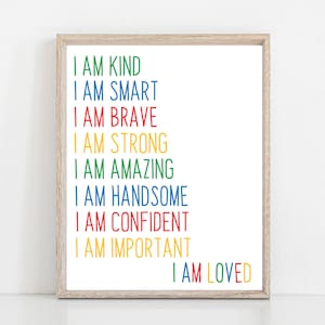 I Am Loved Print-i Am Kind, Smart, Brave, Strong, Amazing, Handsome ...