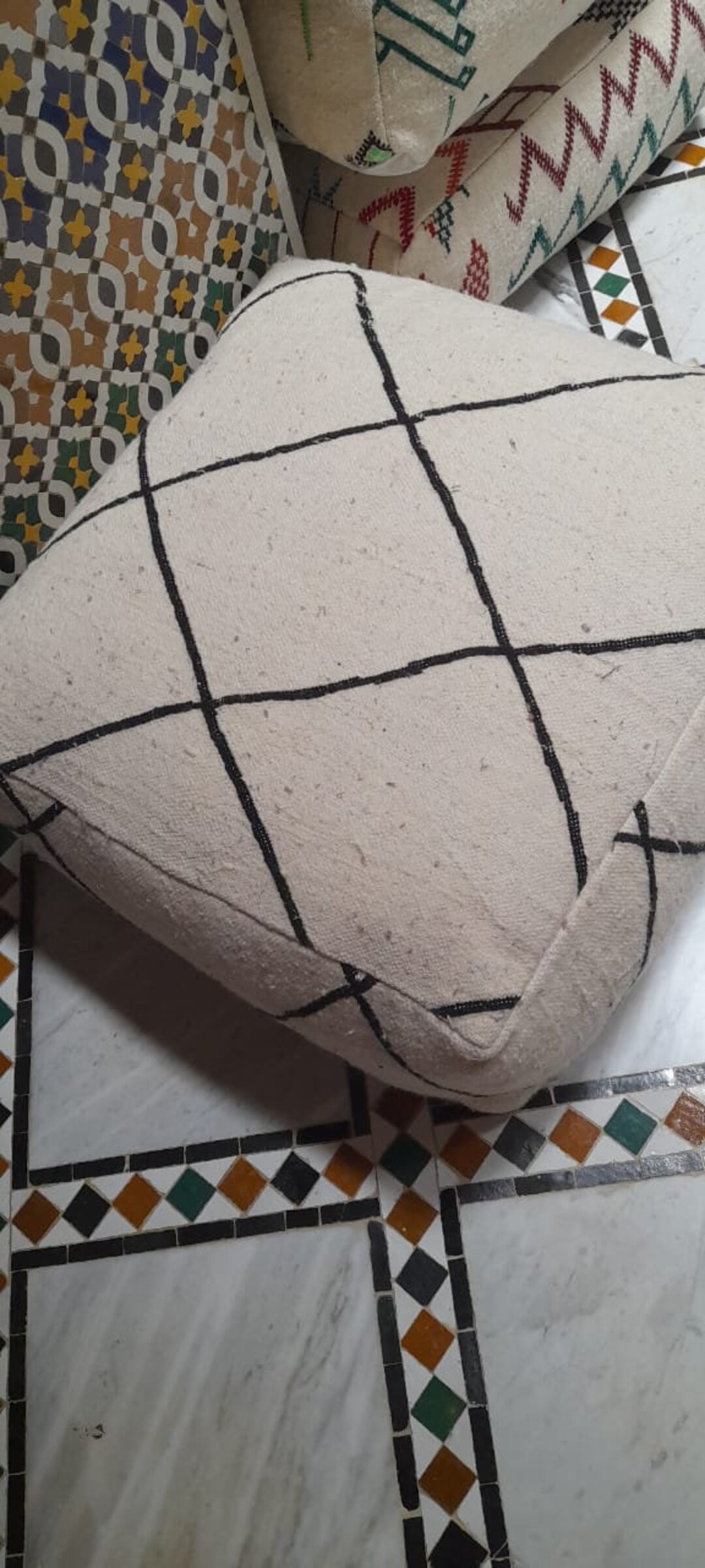 Morocco Kilim Pouf, Outdoor Furniture Pouf, Vintage Moroccan Ottoman ...