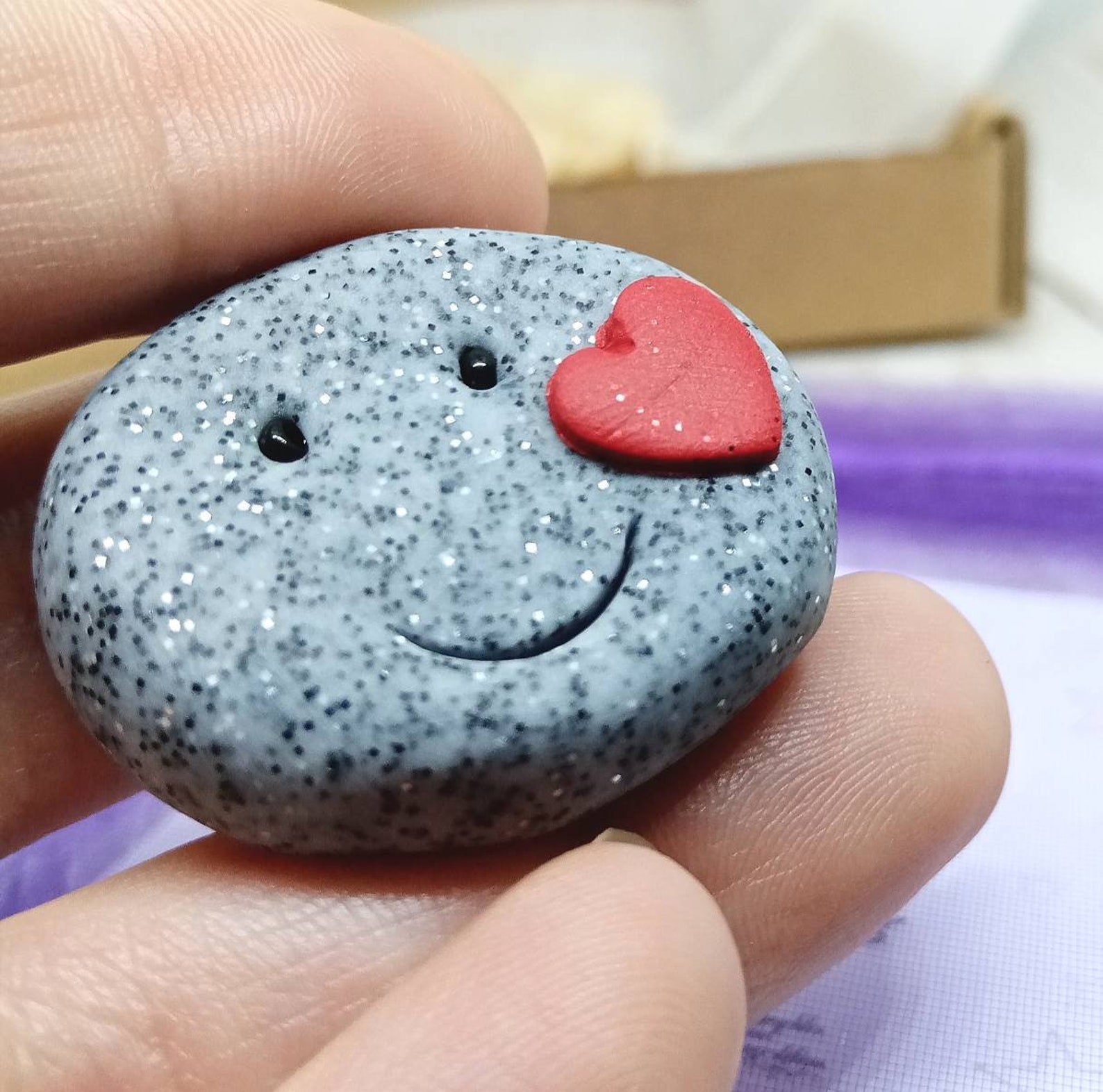Smile Stones Granite Fimo Clay With a Heart as a Little - Etsy