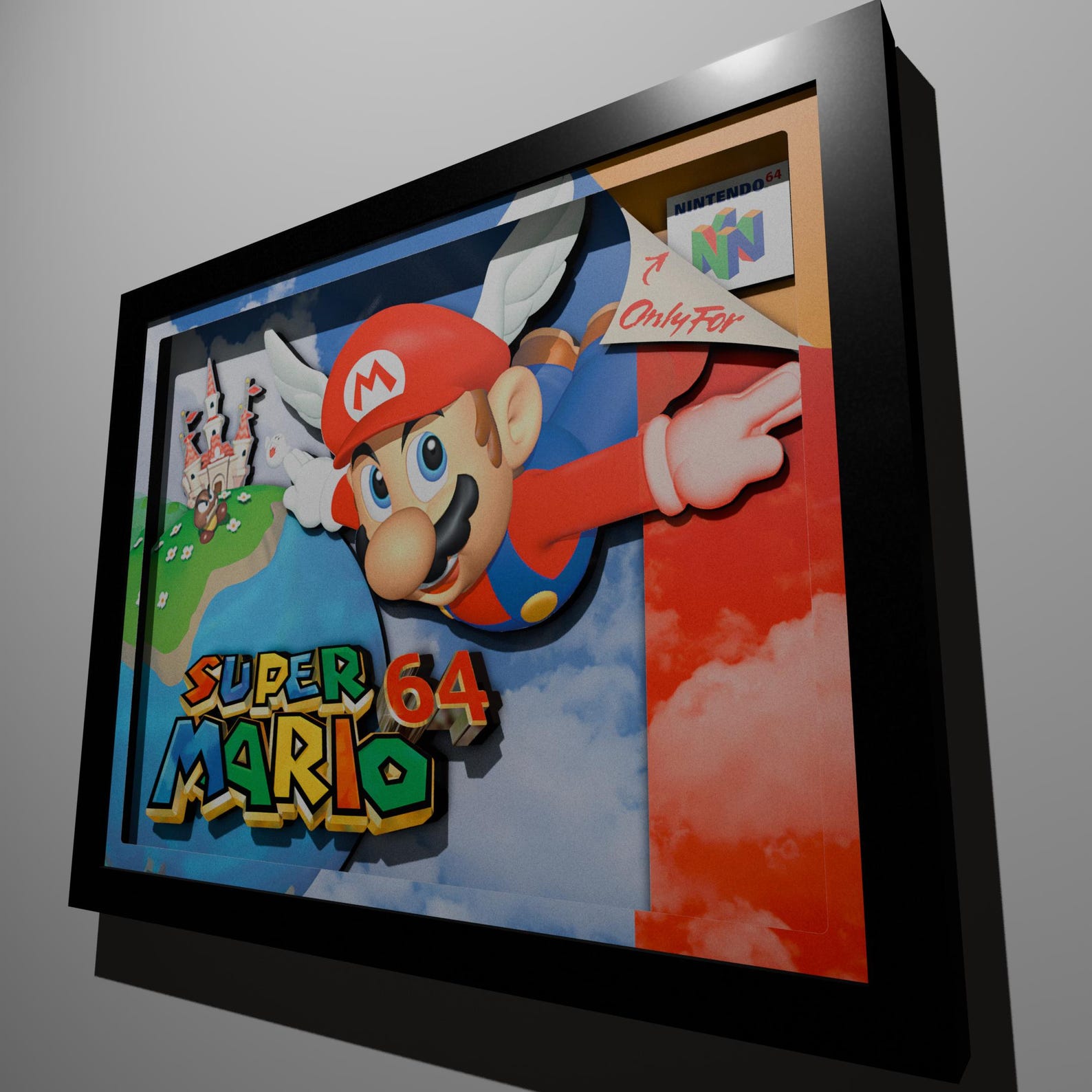 Super Mario 64 Box Art Deluxe Shadow Box Framed Art (select a Size ...