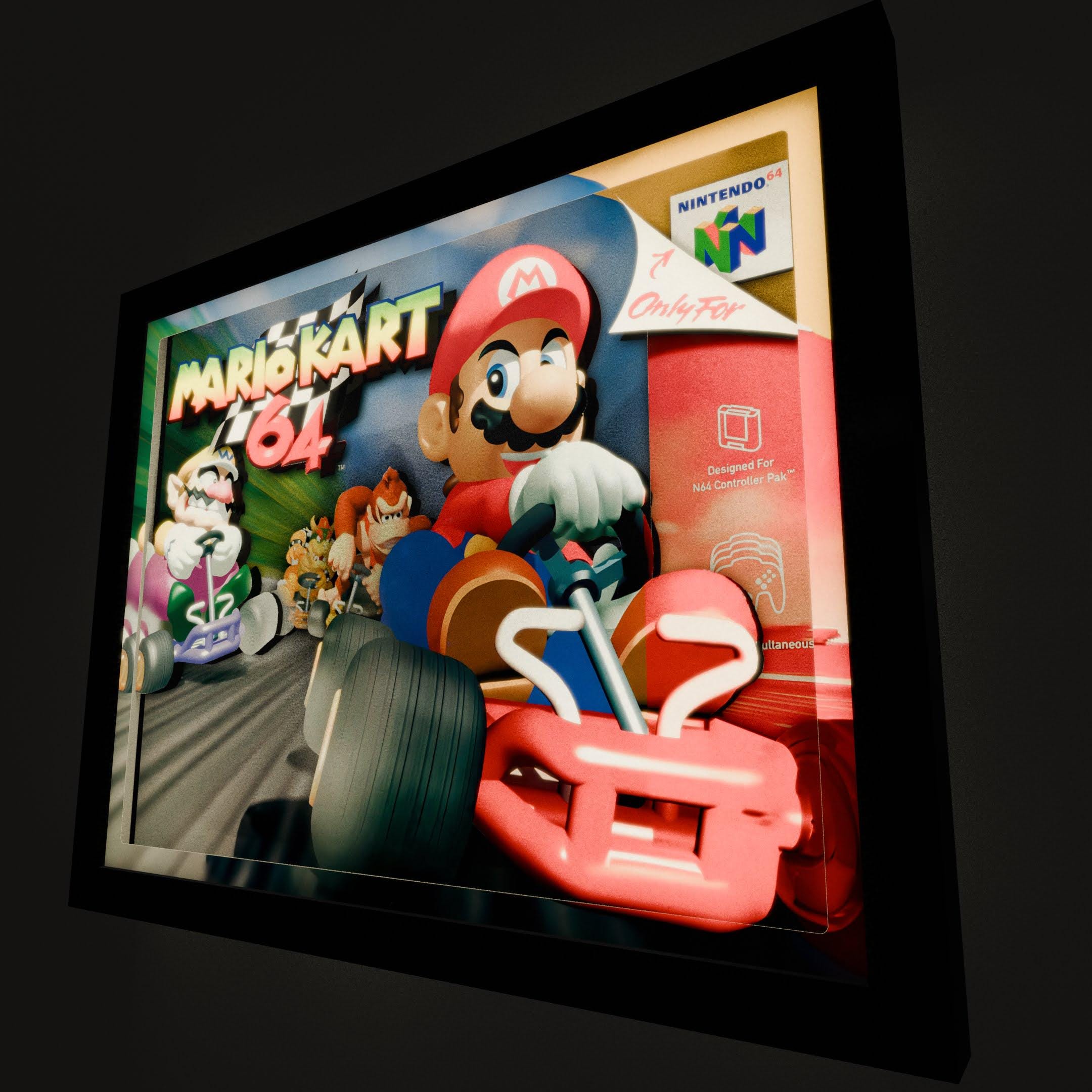 Mario Kart 64 Box Art Deluxe Shadow Box Framed Art (select a Size ...
