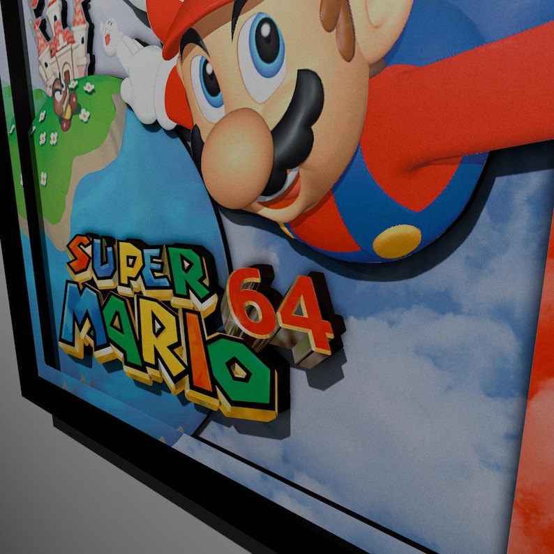 Super Mario 64 Box Art Deluxe Shadow Box Framed Art (select a Size ...