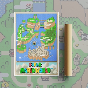 Super Mario World Map Poster regular, Fall/autumn & Half World select a ...