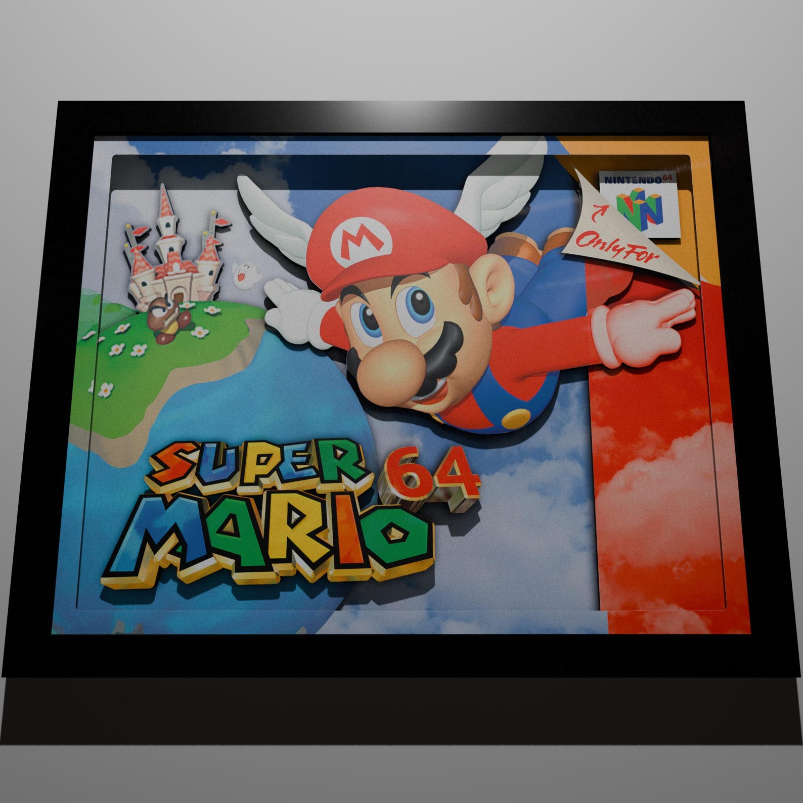 Super Mario 64 Box Art Deluxe Shadow Box Framed Art (select a Size ...