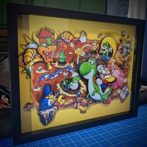 Super Mario World Treasure Map Poster Shadowbox large optional Lighting ...