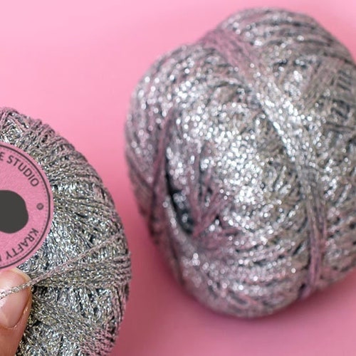 Silver Glitter Yarn Soft Metallic Yarn Shimmer Thread Shiny - Etsy