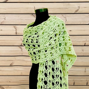 Handmade Green Shawl, 78 Inches Rectangle Lace Scarf, Summer Evening ...