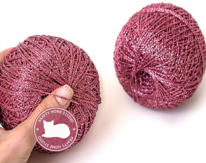 Pink Glitter Yarn, Metallic Yarn, Thread With Shimmer, Soft Sparkle ...