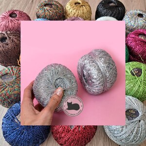 Silver Glitter Yarn, Soft Metallic Yarn Shimmer Thread, Shiny, Sparkle ...