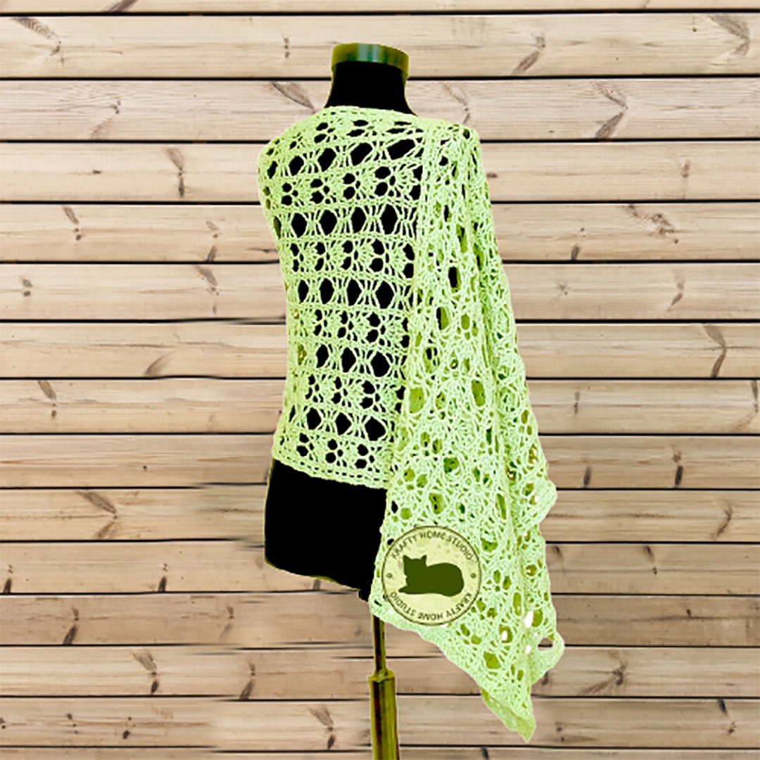 Handmade Green Shawl 78 Inches Rectangle Lace Scarf Summer - Etsy