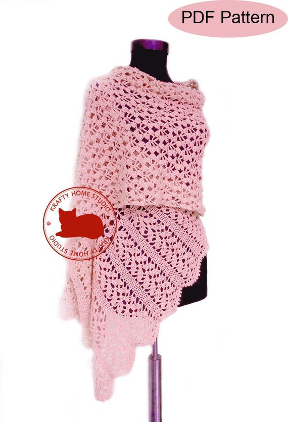 Crochet scarf pattern Crochet rectangle shawl evening wrap | Etsy