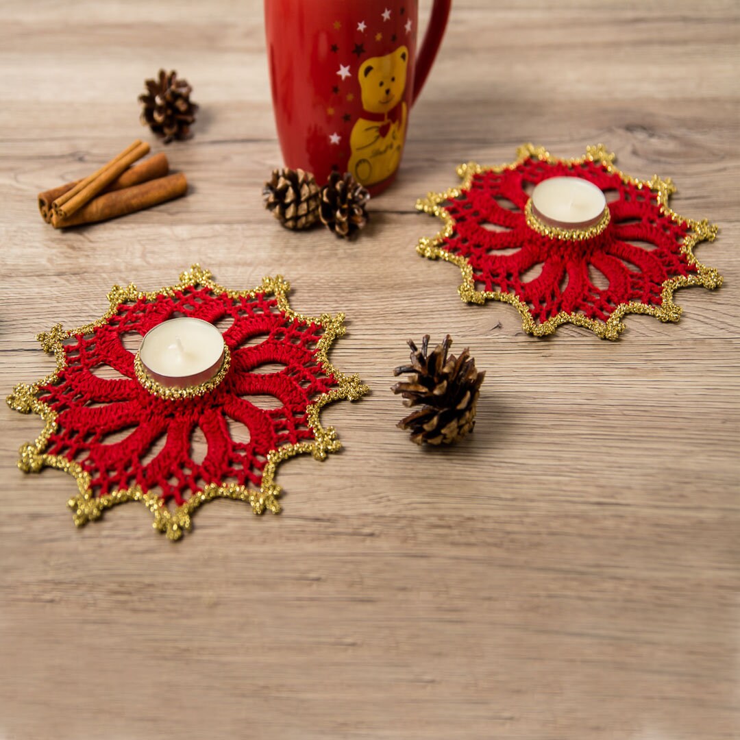 Tea Light Candle Holder Crochet Pattern Christmas Photo - Etsy
