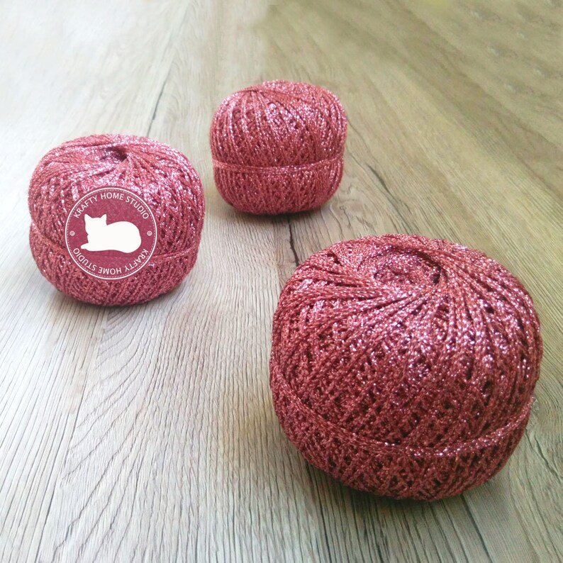 Pink Glitter Yarn Metallic Yarn Thread With Shimmer Soft - Etsy