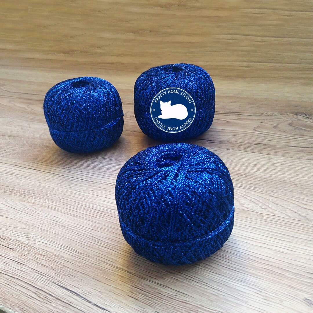 Blue Glitter Yarn Metallic Yarn Thread With Shimmer Soft - Etsy