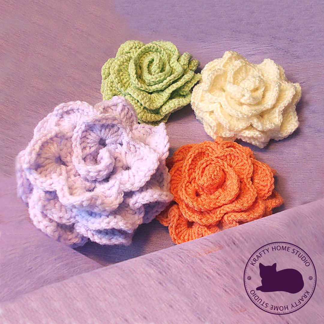 Simple Crochet Rose Pattern, Crochet Brooch Tutorial, Rose Crocheted ...