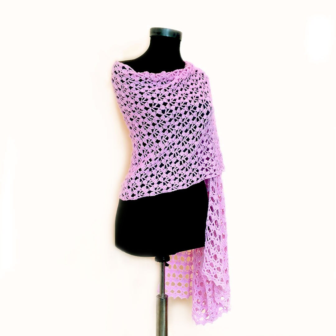 Crochet Scarf Pattern Crochet Rectangle Shawl Stole Evening - Etsy