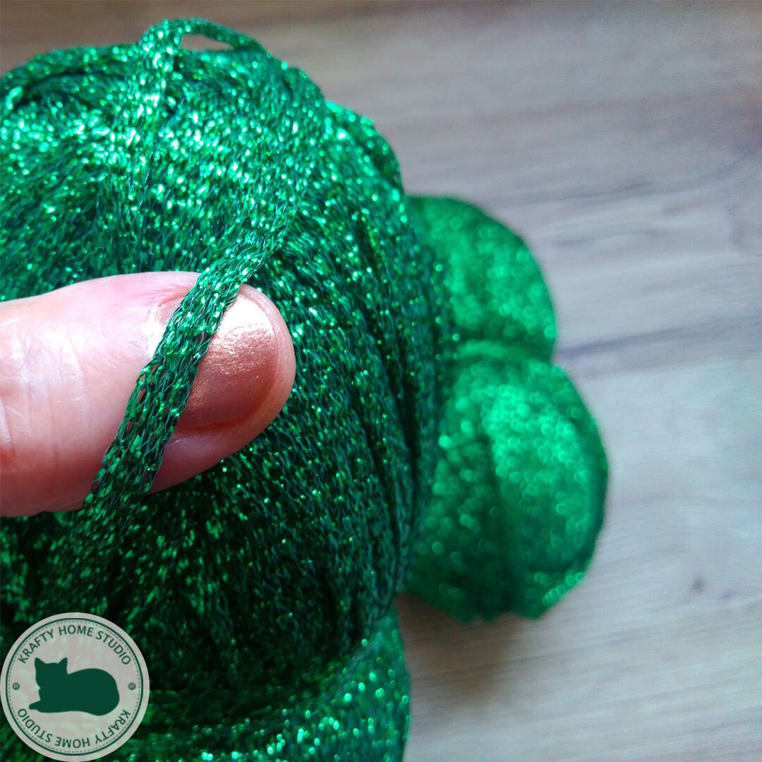 Soft Stripe Yarn Green Glitter Yarn Metallic Thread Yarn - Etsy UK