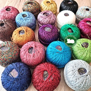 Green Glitter Yarn, Metallic Yarn, Thread With Shimmer, Soft Sparkle ...