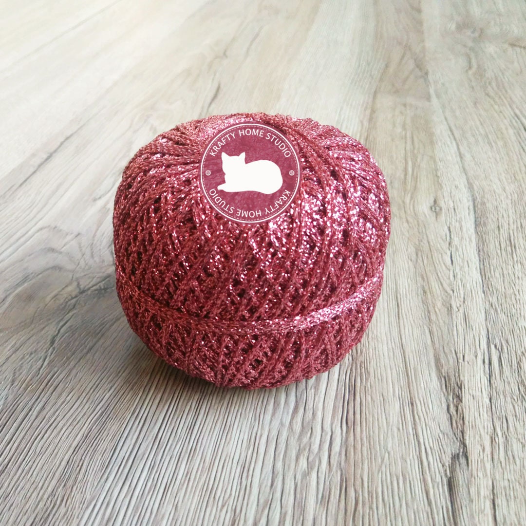 Pink Glitter Yarn Metallic Yarn Thread With Shimmer Soft | Etsy