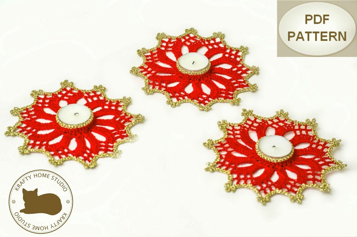 Tea Light Candle Holder crochet pattern Christmas Photo | Etsy