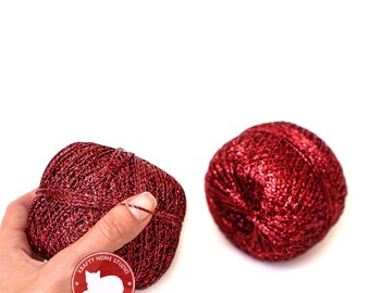 Peach With Silver Melange Metallic Yarn, Glitter Yarn, Thread With ...
