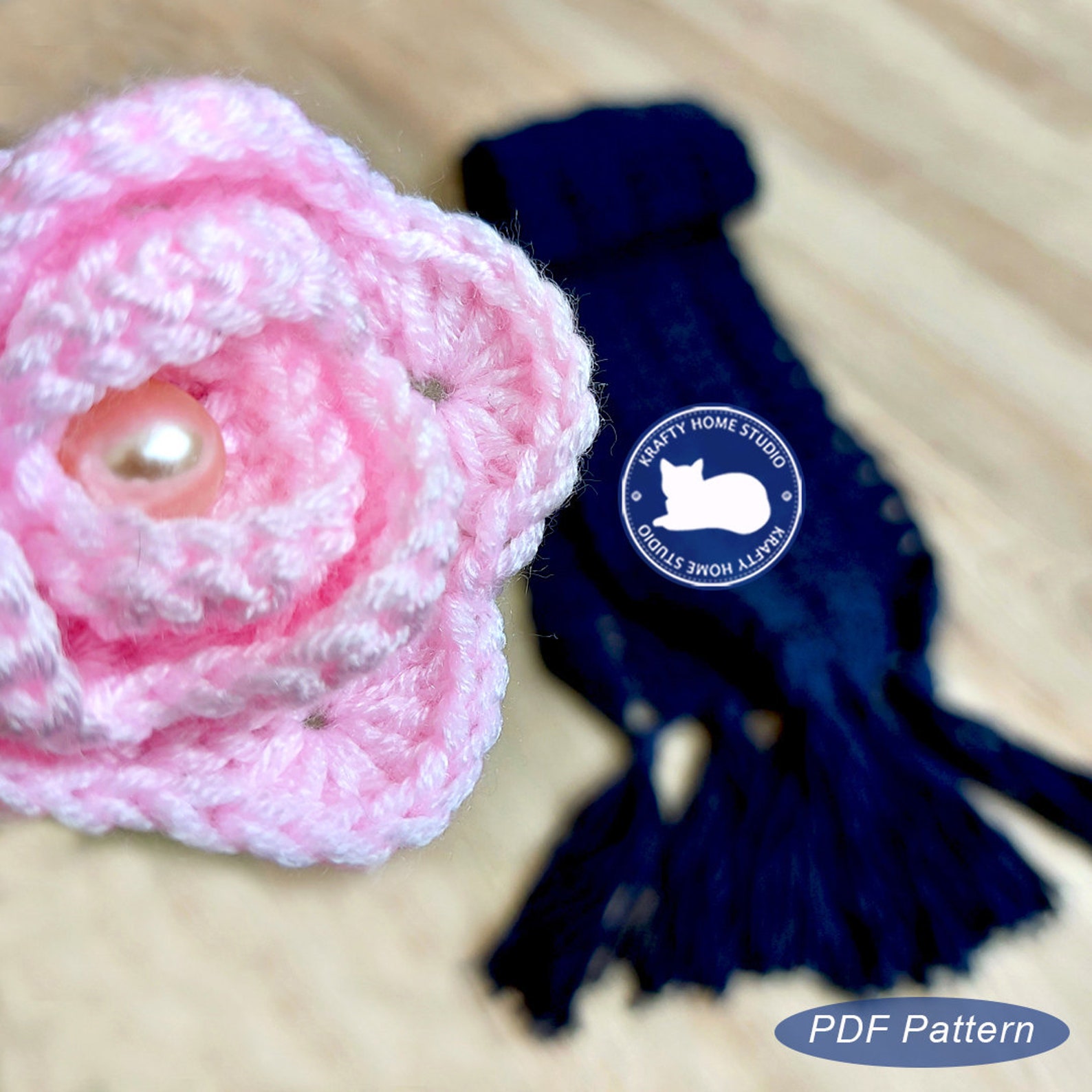 Long Scarf With a Flower Crochet Pattern Crochet Tutorial for | Etsy