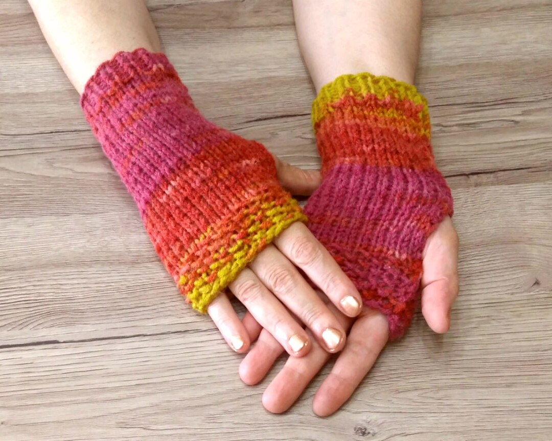 Women Open Finger Knitted Gloves, Cheerful Thumb Hole Wool Blend Gloves ...