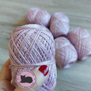 Pink and Silver Melange Viscose Yarn, Shimmer, Metallic, Sparkle Thread ...