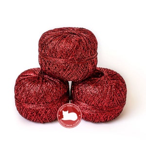 Red Glitter Yarn, Metallic Yarn, Thread With Shimmer, Soft Sparkle Yarn ...