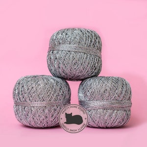 Silver Glitter Yarn, Soft Metallic Yarn Shimmer Thread, Shiny, Sparkle ...