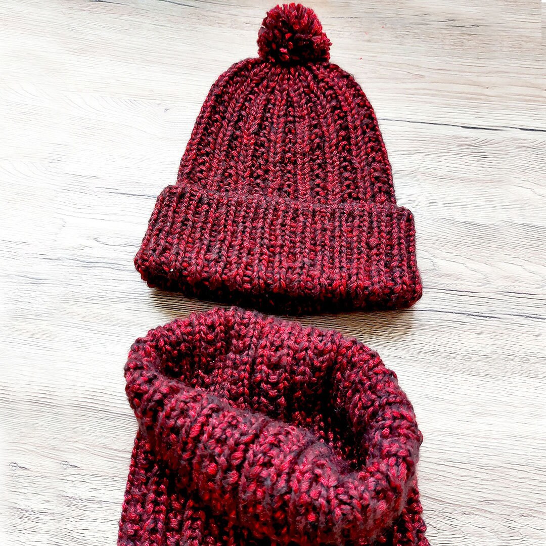Knit Beanie With Folded Brim Knitting Cowl Pattern - Etsy