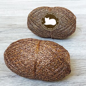 Copper Brown Glitter Yarn, Metallic Yarn, Thread With Shimmer, Soft ...