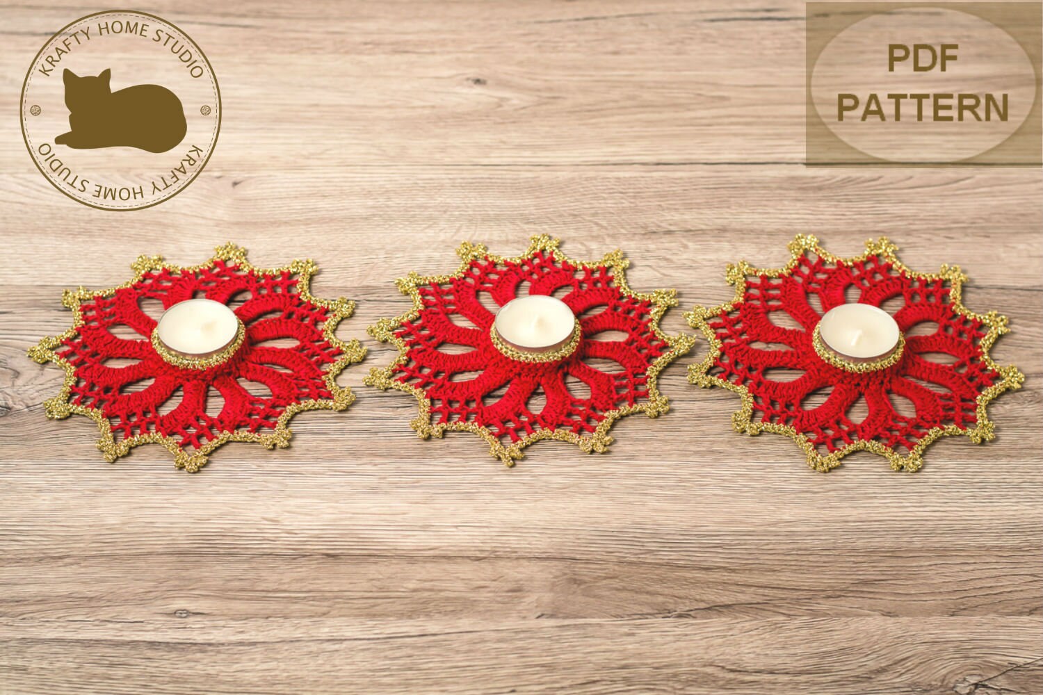 Tea Light Candle Holder crochet pattern Christmas Photo | Etsy