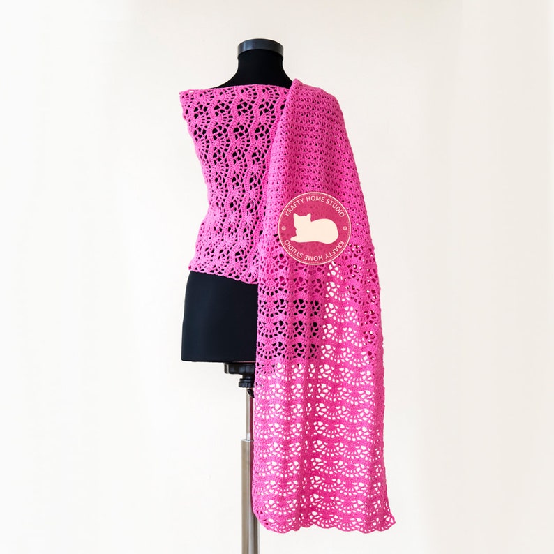 Crochet Shawl Pattern Woman Rectangle Scarf Stole Handmade - Etsy