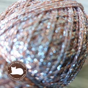 Peach With Silver Melange Metallic Yarn, Glitter Yarn, Thread With ...