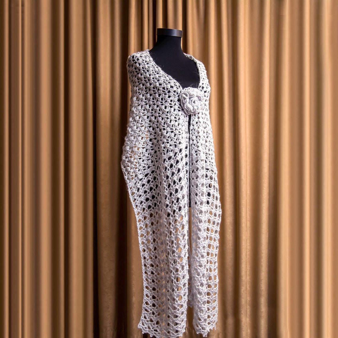 Crochet Scarf Pattern Crochet Rectangle Shawl Stole Evening - Etsy